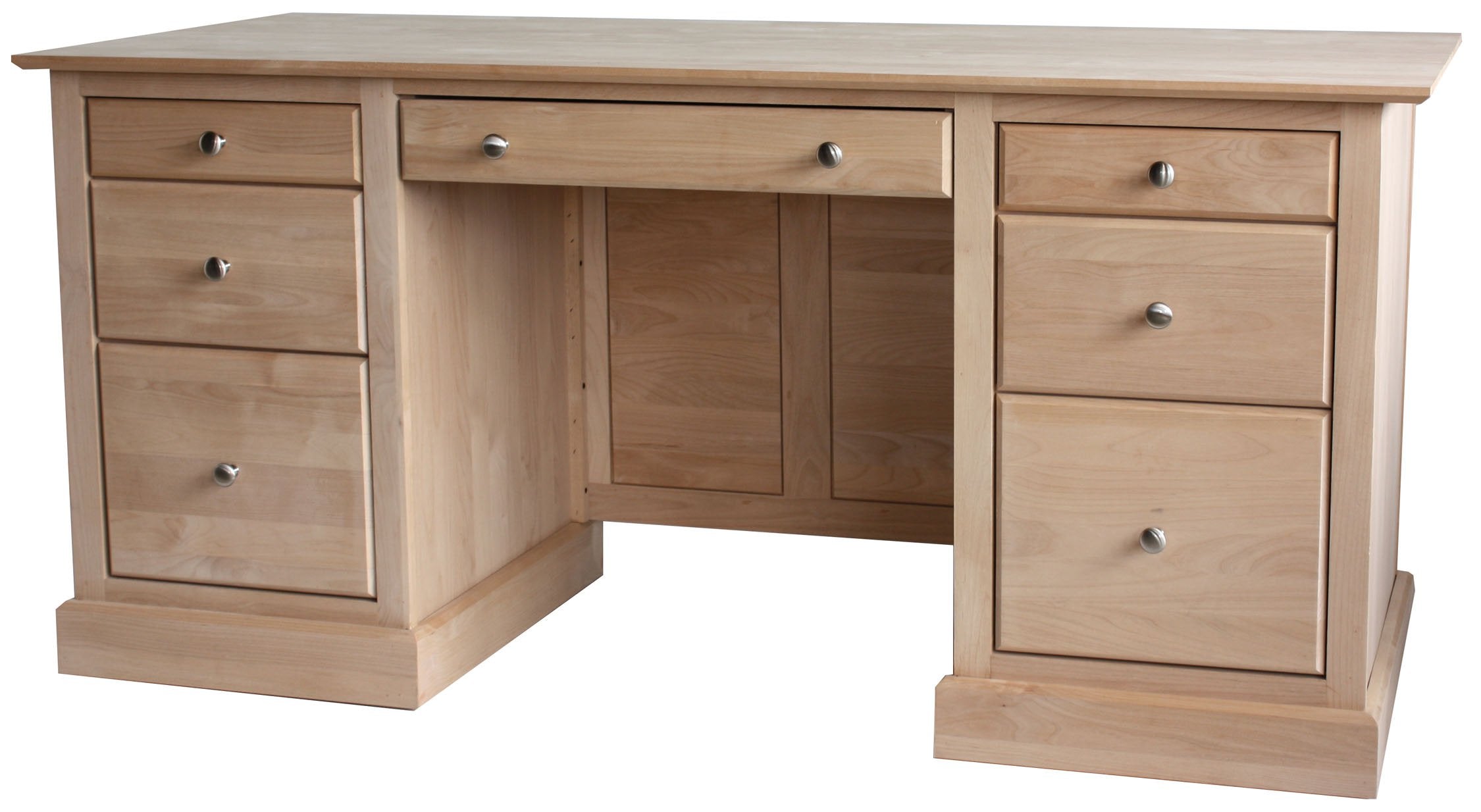 [64 Inch] Alder Shaker Executive Desk – Burrs Unfinished Furniture