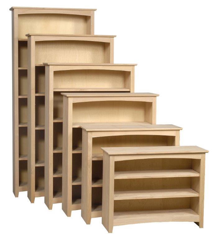[36 Inch] Alder Shaker Bookcases – Burrs Unfinished Furniture